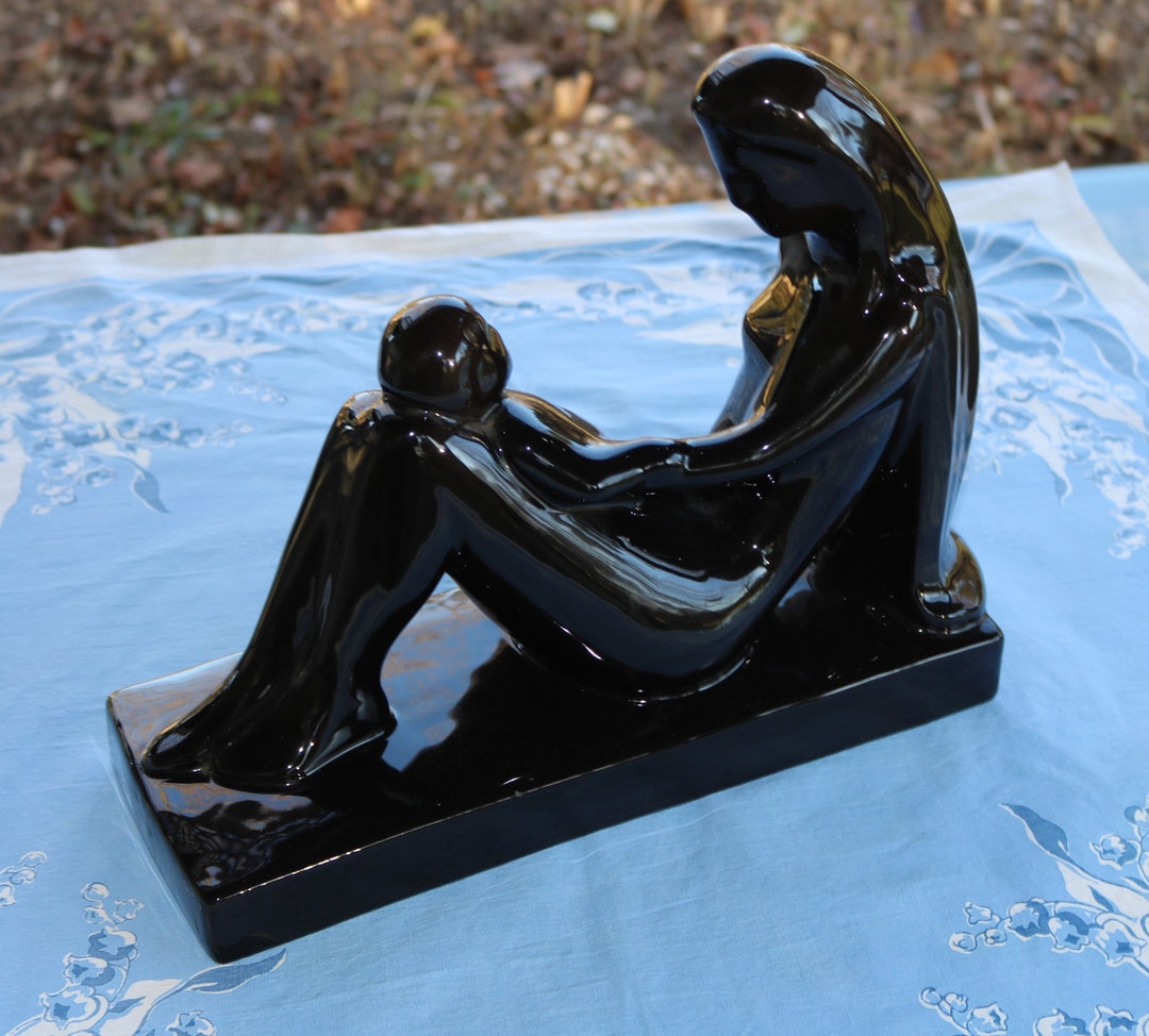 50s Haeger BLACK MADONNA and JESUS Statue Mid Century Modern Glossy ...