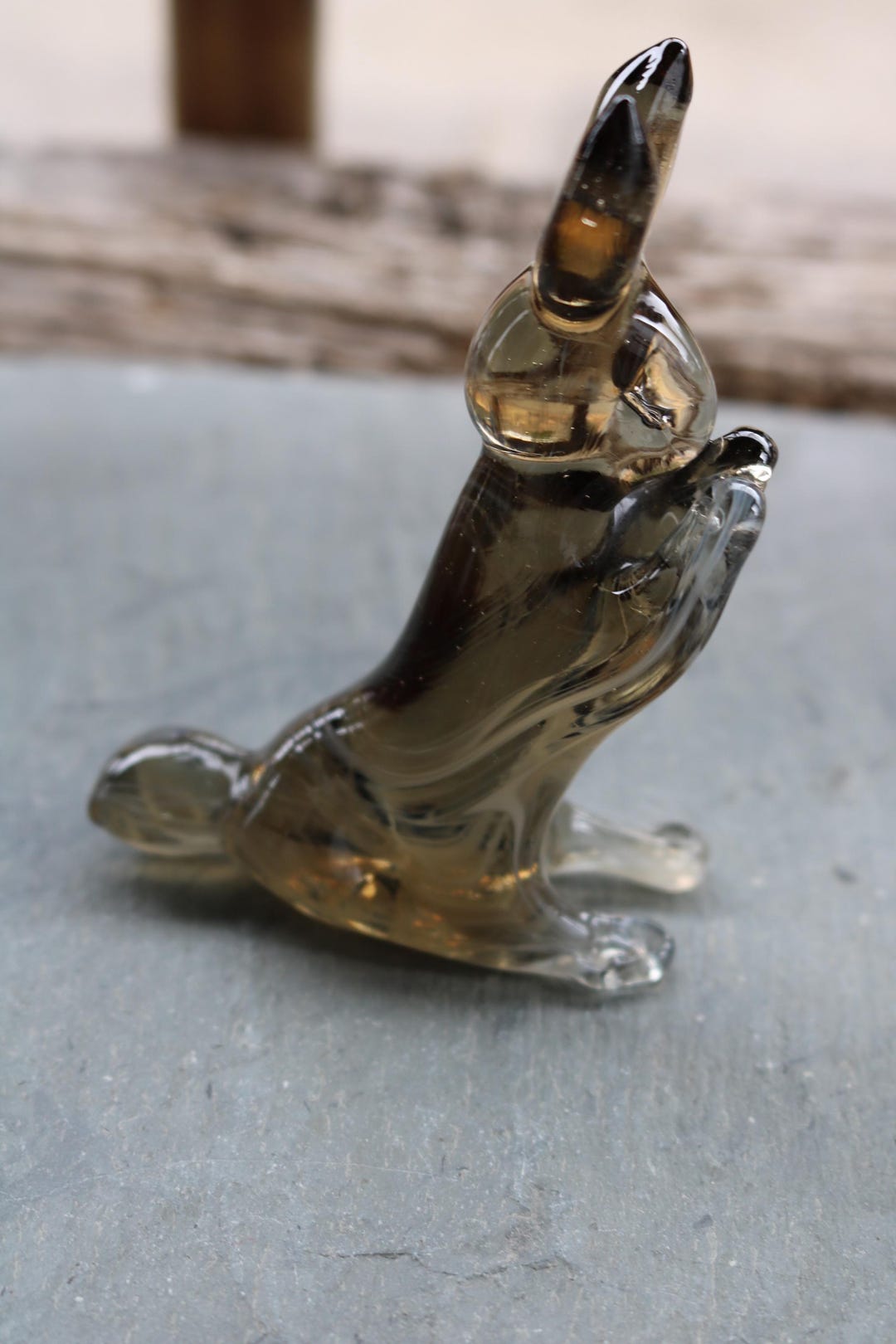 Hand Blown 1970's Glass Rabbit in Yellow Clear With White Swirls - Etsy