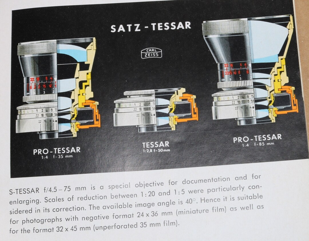 Manual/technical Pamphlet for ZEISS OBJECTIVES Camera Lens,filters ...