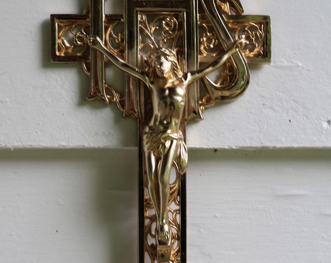 50s 60s BRASS CRUCIFIX Cross Ornate Heavy Hanging Christian Catholic - Etsy