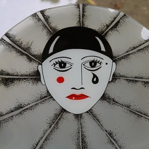 80s 90s Opaque Glass MIME With Teardrop Tray Plate Theatrical White ...