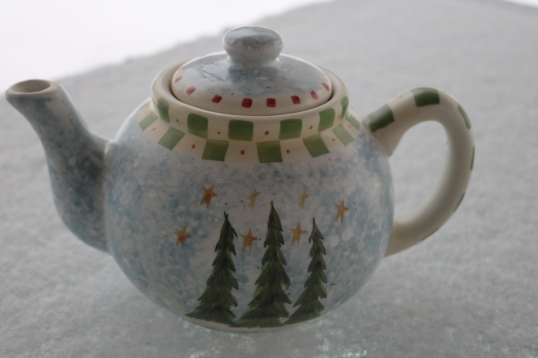 Vintage Nantucket TEAPOT Designed by Angie Anderson Blue Spongeware ...