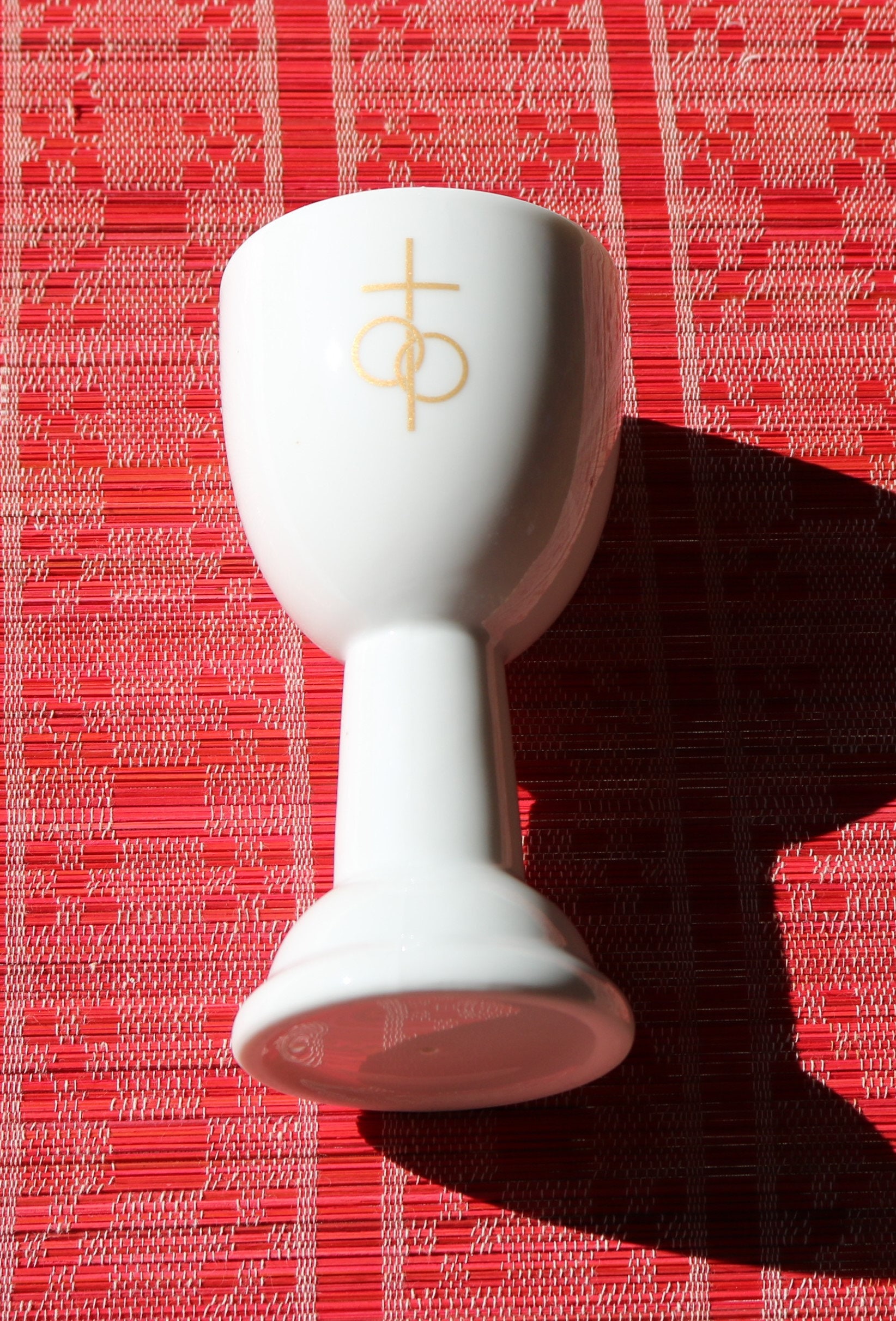 80s White Glass WEDDING CHALISE Cross With Two Rings - Etsy