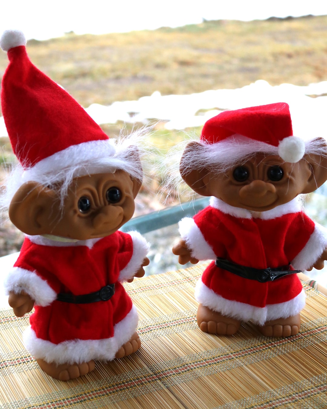 TWO Uneeda Christmas TROLL DOLLS Santa Wishnik 8" Tall With Belt - Etsy
