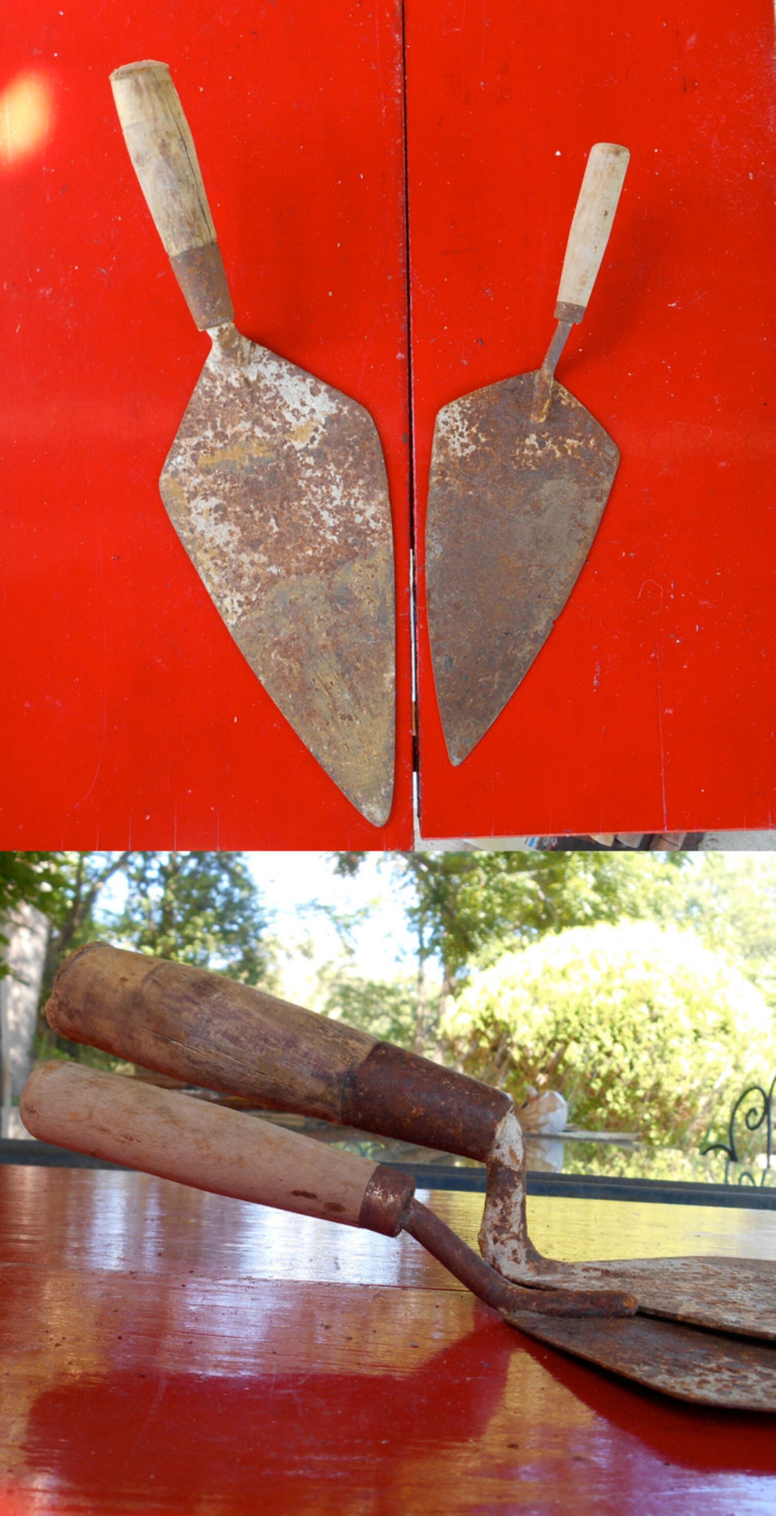 Set of Two Large Triangle TROWELS Building Art Projects Cement | Etsy