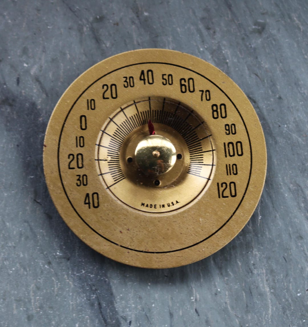 Assortment of Seven Metal Temperature Gauge Plates Marked Artistic U.S ...