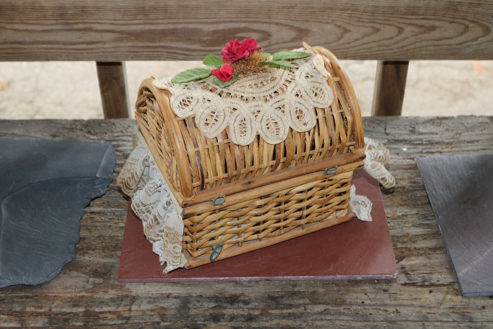 70s Bamboo and Wicker Music Box Storage Chest Folk Art | Etsy