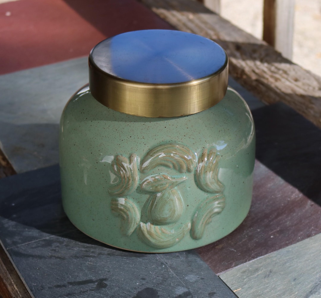 90s Green Speckled Stoneware JAR Airtight NANTUCKET Brand 3d Pear ...