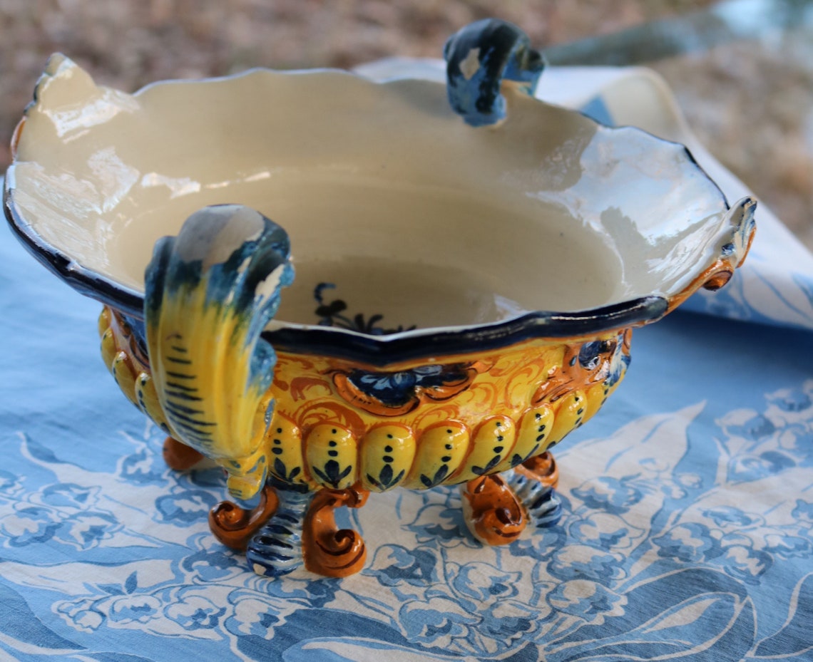 20s Agostinelli Dal Pra Italian Majolica CENTERPIECE With Shooting Star ...