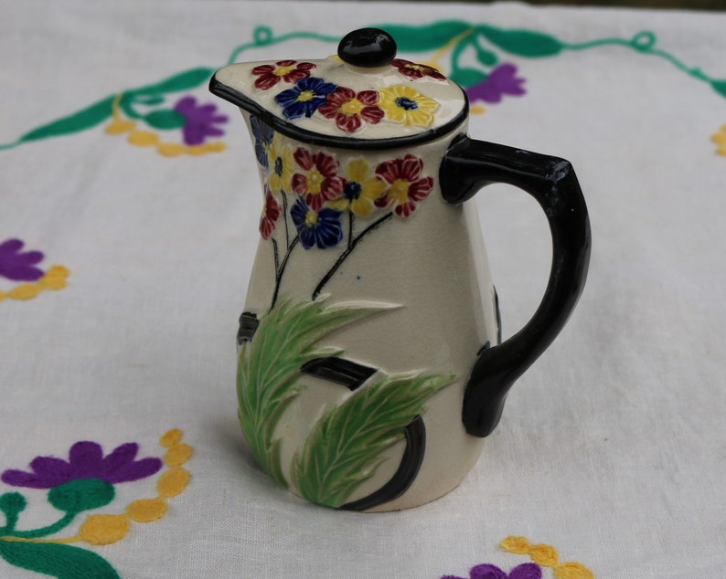 Deco 30s 40s JAPANESE COVERED PITCHERS With Tray Black and White With ...
