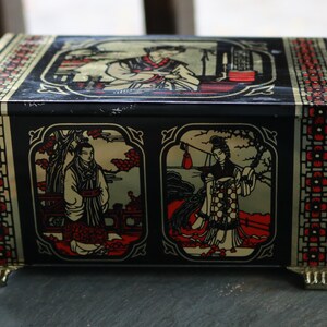 50s 60s Asian Theme TIN Gold Red and Black Hinged Made in West Germany ...