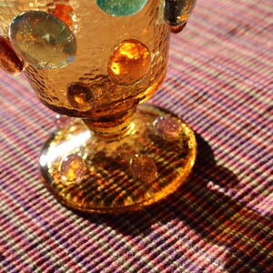60s 70s Bedazzled Amber Goblet Pressed Glass Pebble Texture Fused Glass ...