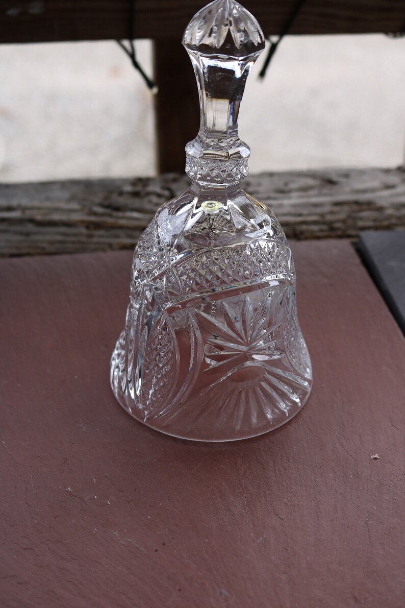 60s West German Hand Cut Crystal Glass BELL 24% Lead Crystal Frosted ...