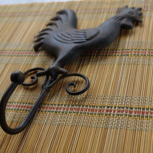 70s ROOSTER HOOK Black and Bronze Painted Tin and Steel Large - Etsy