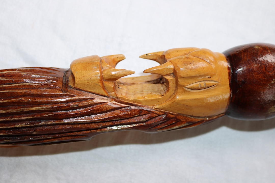 Unique Snake Styled Hand Carved Staff, Walking Cane Totem, Tribal Art ...