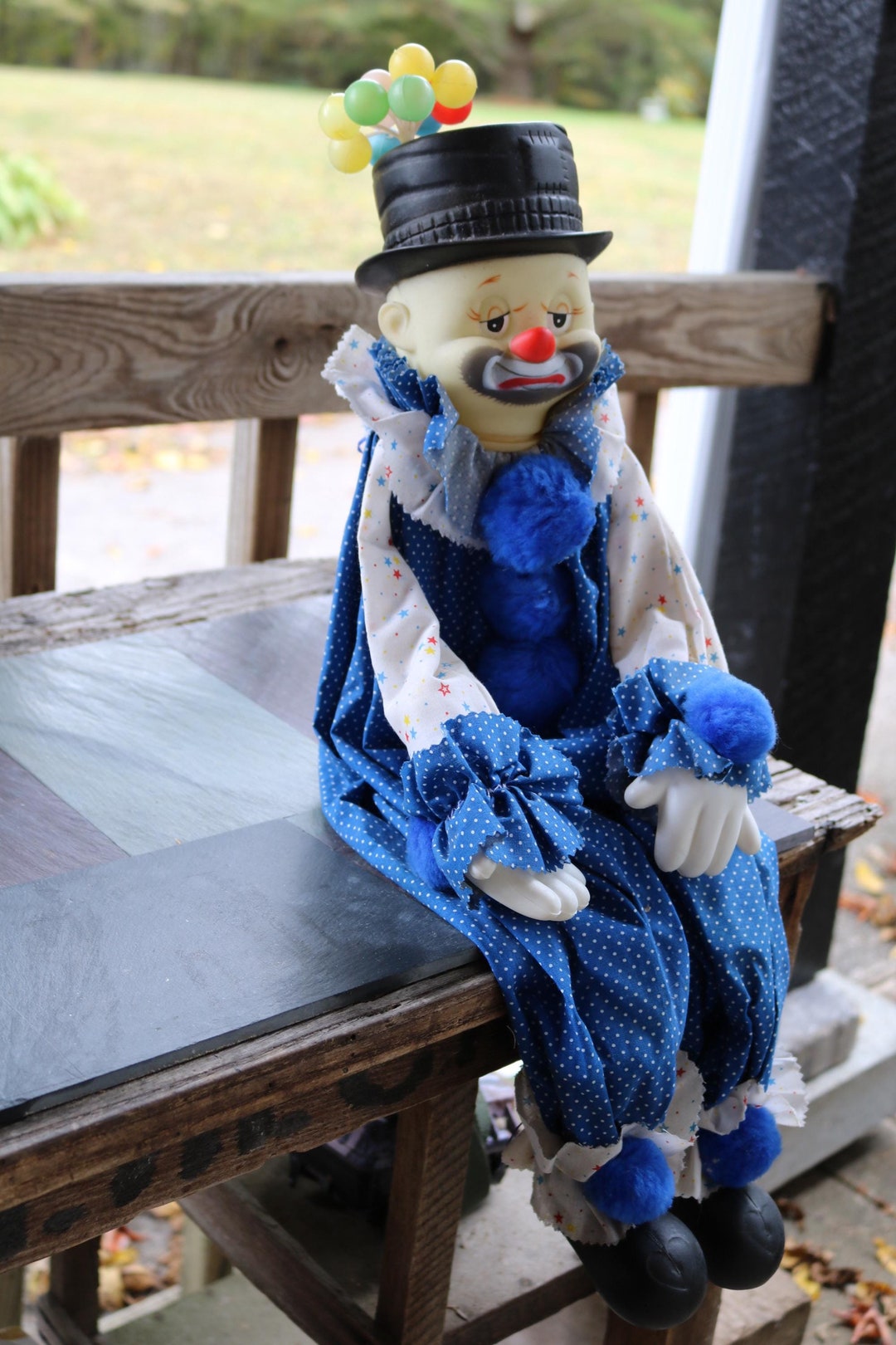 90s FROWNING CLOWN Rubber Head Hard Plastic Hands and Shoes Wooden ...