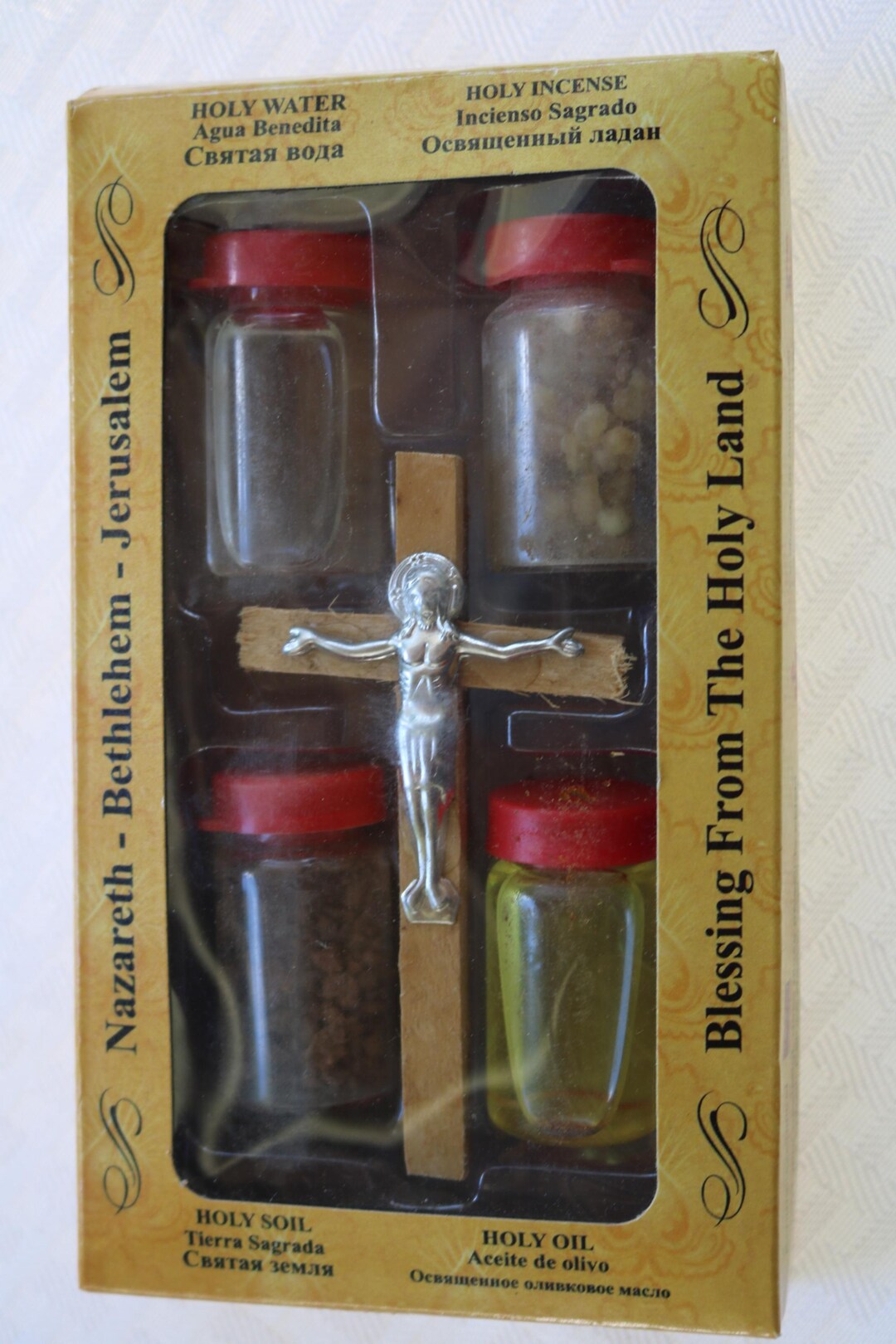 70s HOLY LAND SET Holy Water Holy Incense Holy Soil and Holy Oil With ...