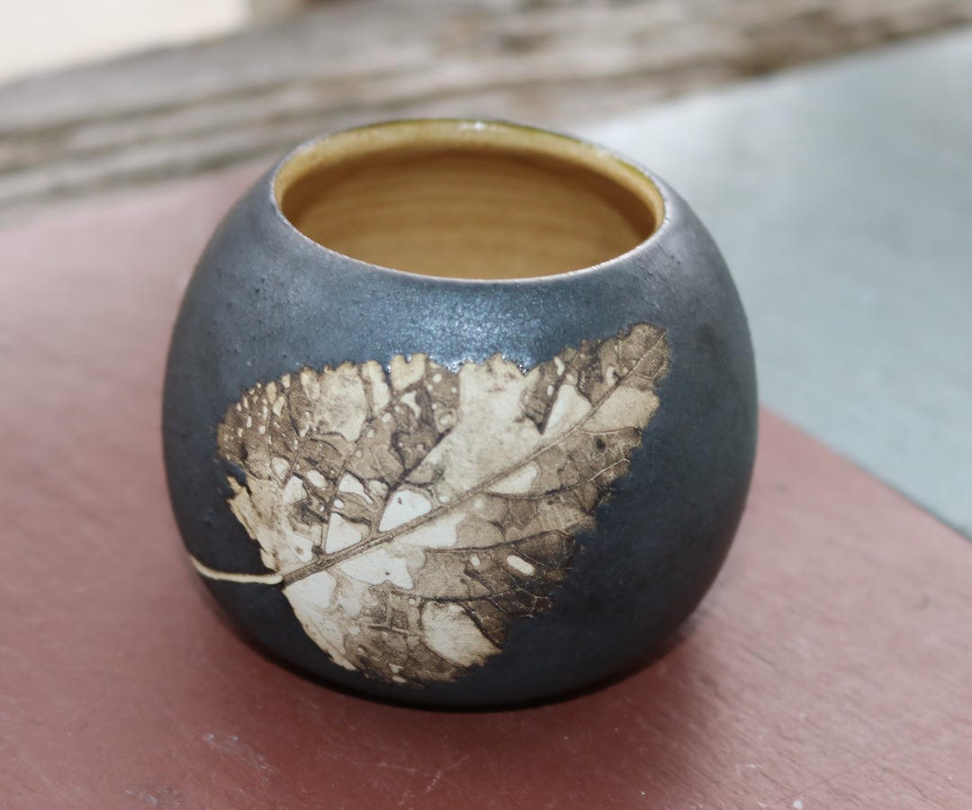 Vintage Argentinian Artisan Pot Pottery Leaf Textural Signed RS ...