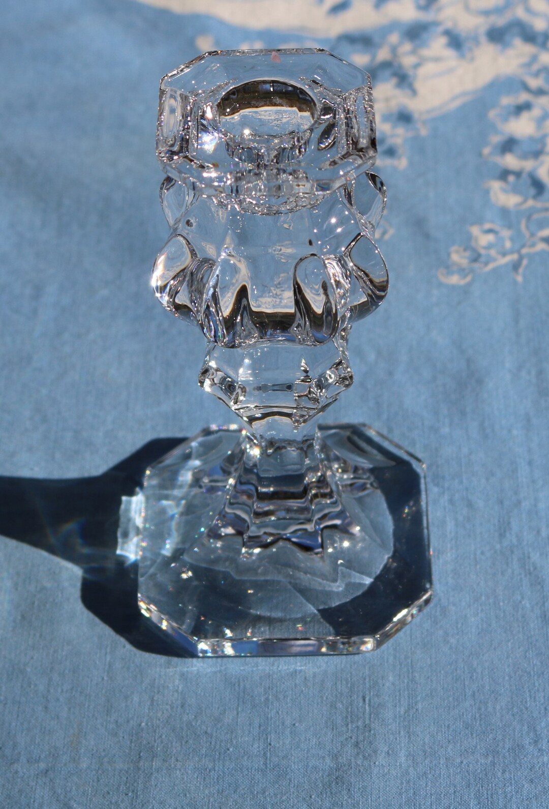80s GORHAM CRYSTAL Candlestick Holder 6" Tall in the Baroque Pattern ...