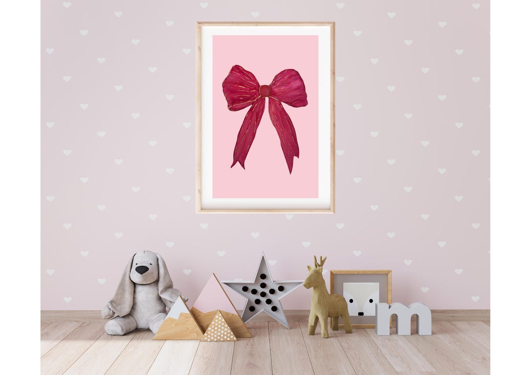 Pink Bow Art Print: Girls Nursery Decor (digital Download) - Etsy