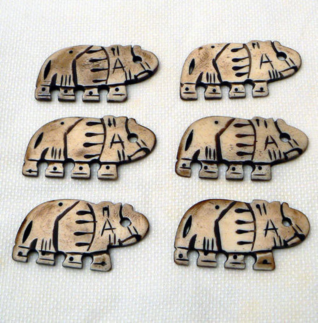 Set of Six Huge Carved Hippo Buttons - 2.25" X 1.25" - Bone or Horn - Etsy