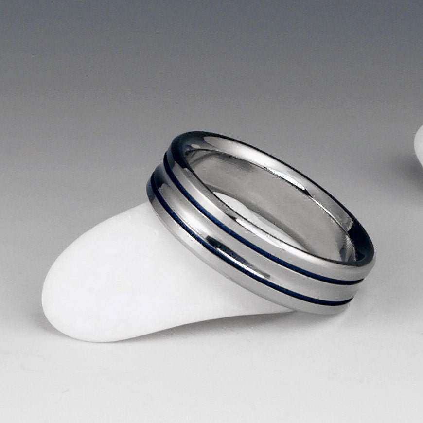 Titanium Ring Unique Wedding Band Set Engagement Promise or - Etsy