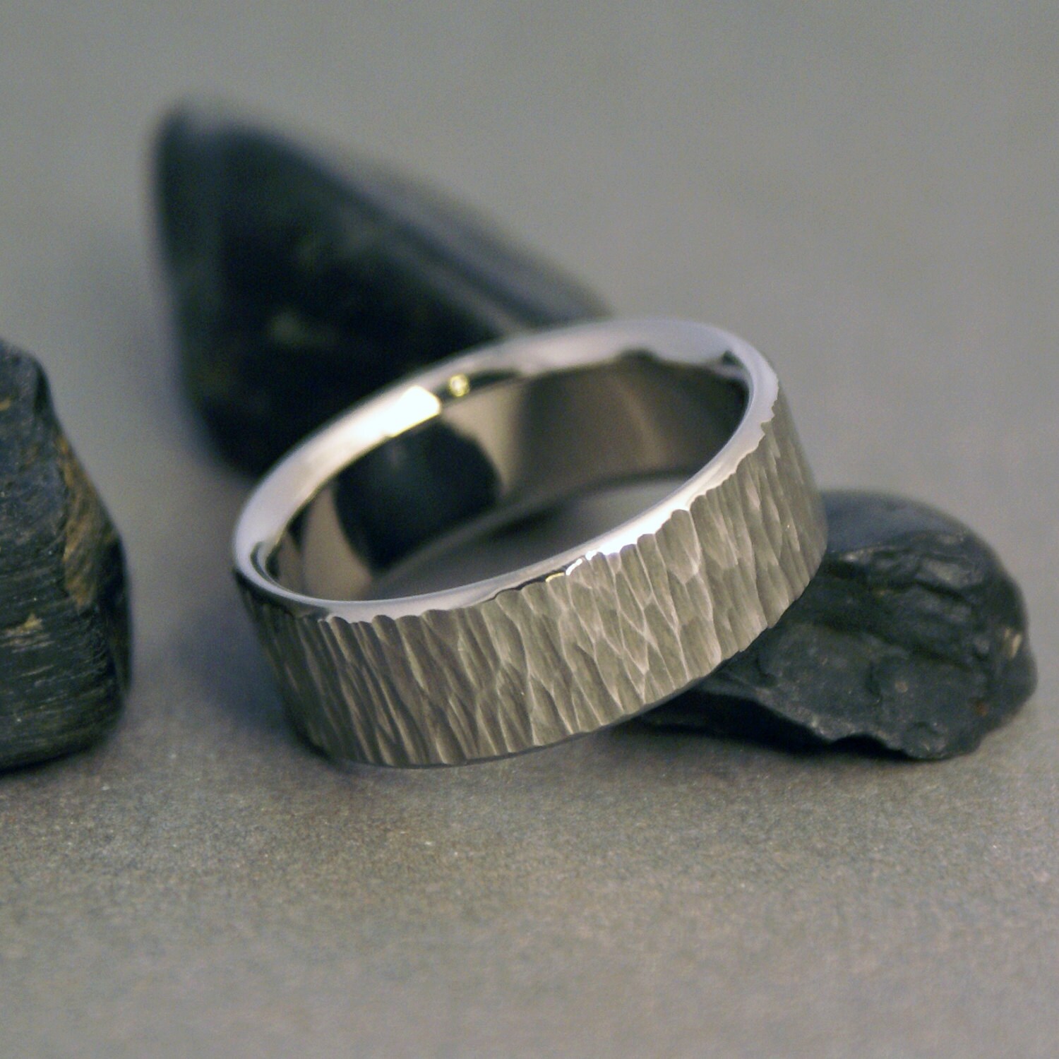 Tree Bark Titanium Ring With Our Signature "white Ash Tree" Texture ...