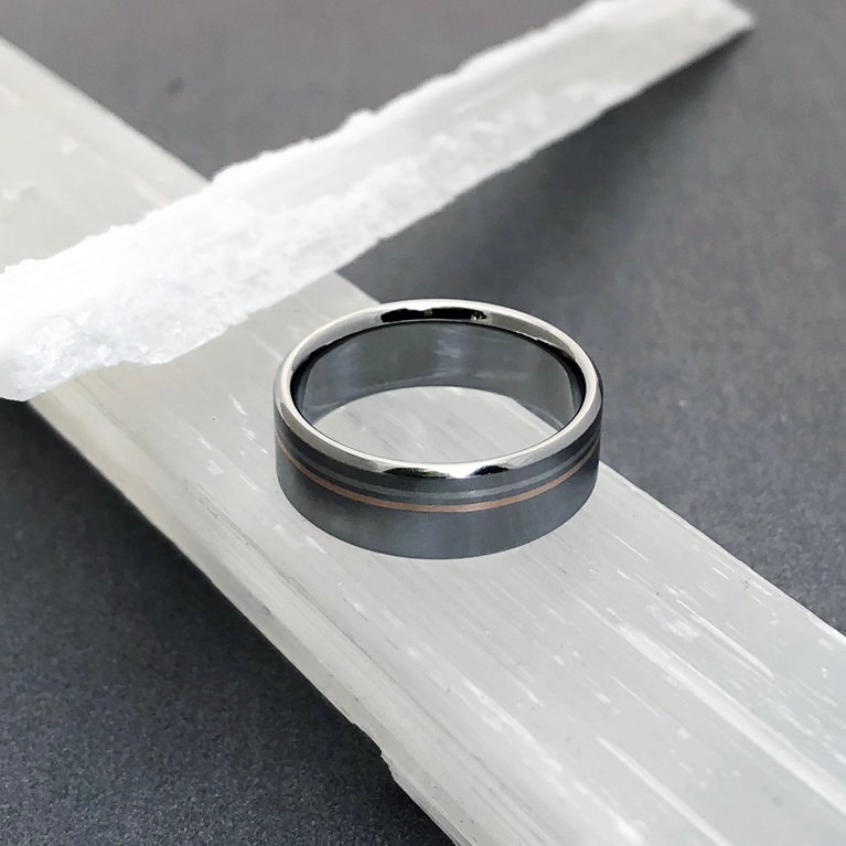 Platinum and 18k Rose Gold Titanium Ring Mixed Metal Jewelry | Etsy