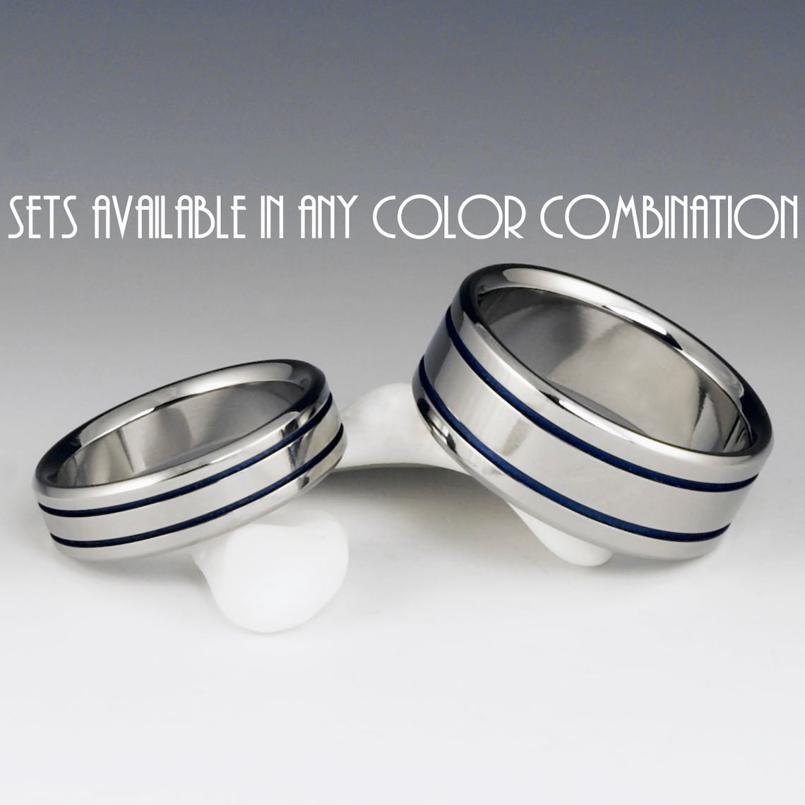 His and Hers Wedding Set Titanium Ring Set Matching Ring - Etsy