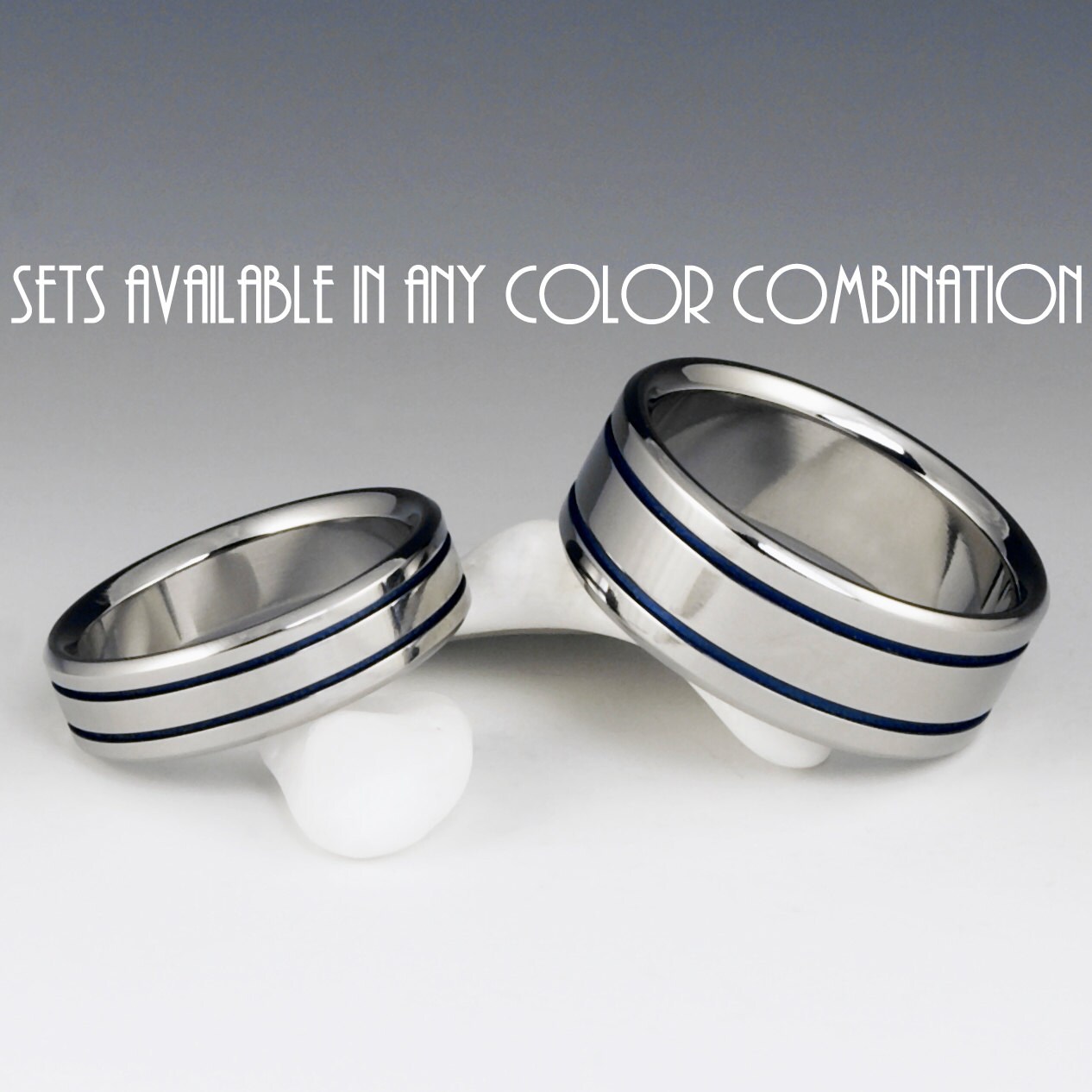 His and Hers Wedding Set Titanium Ring Set Matching Ring - Etsy