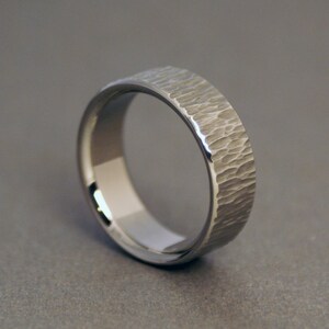 Tree Bark Titanium Ring With Our Signature "white Ash Tree" Texture ...