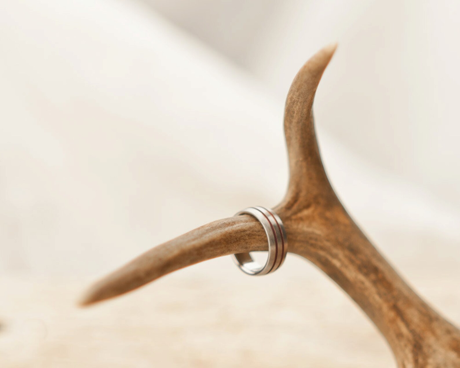 Titanium Red Wedding Ring with Beveled Edges Engagement or | Etsy