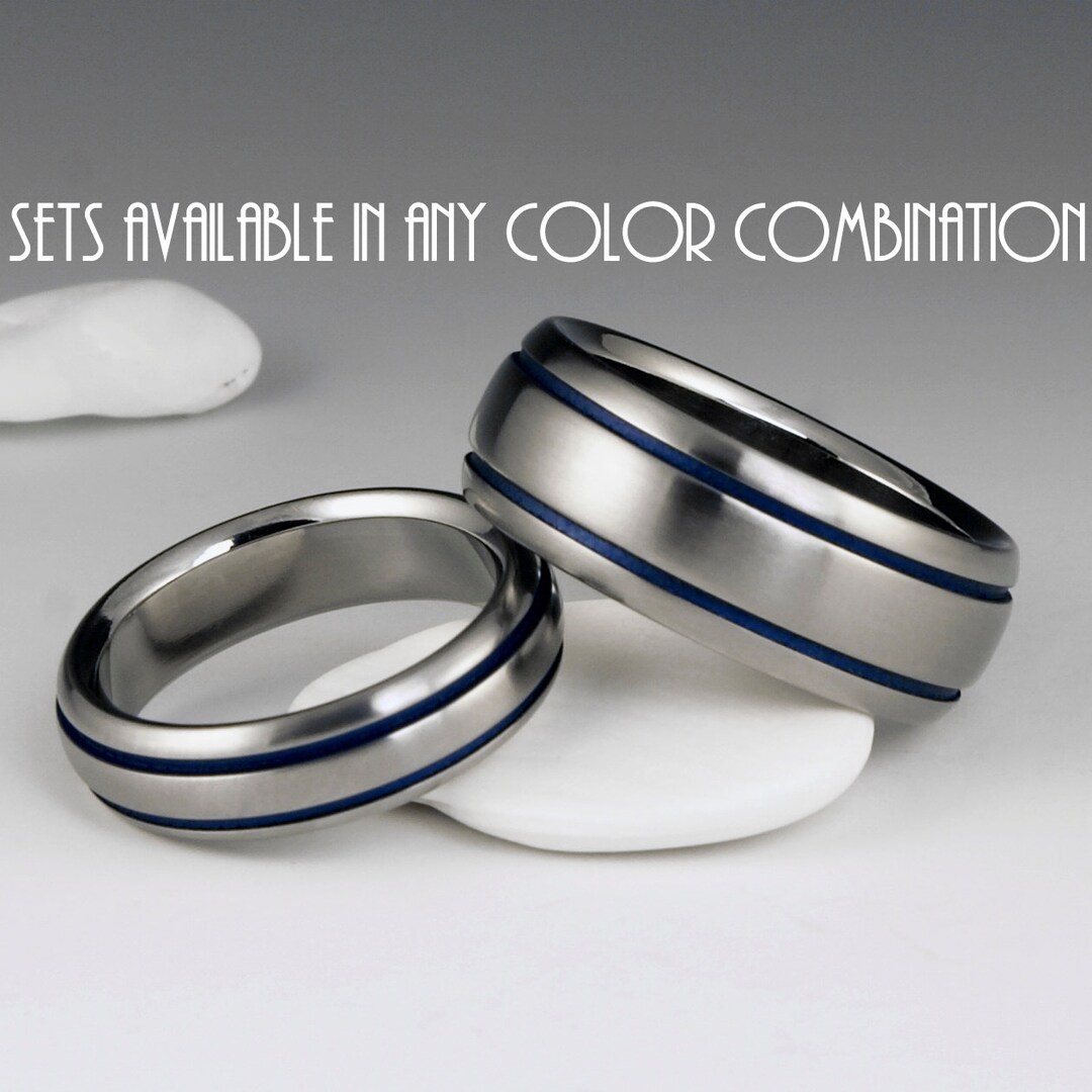 Titanium Ring Unique Wedding, Engagement, Promise or Anniversary Set ...