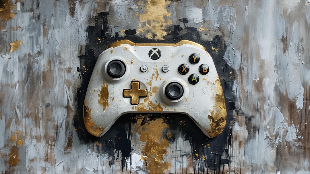Xbox Controller Gold Paint Drip | White & Gold Gaming Digital Art ...