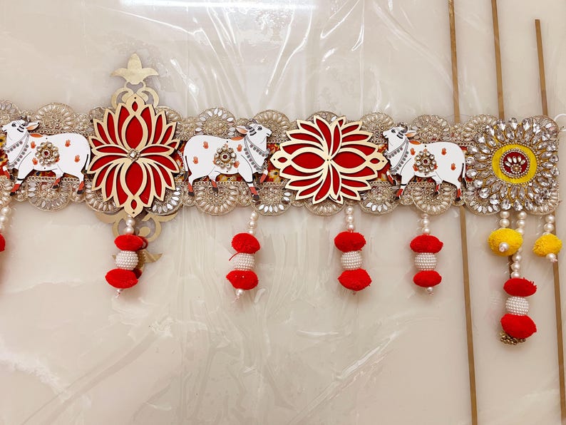 Luxury Indian Toran for Door Entrance | Handmade Lotus & Cow Bandhanwar ...