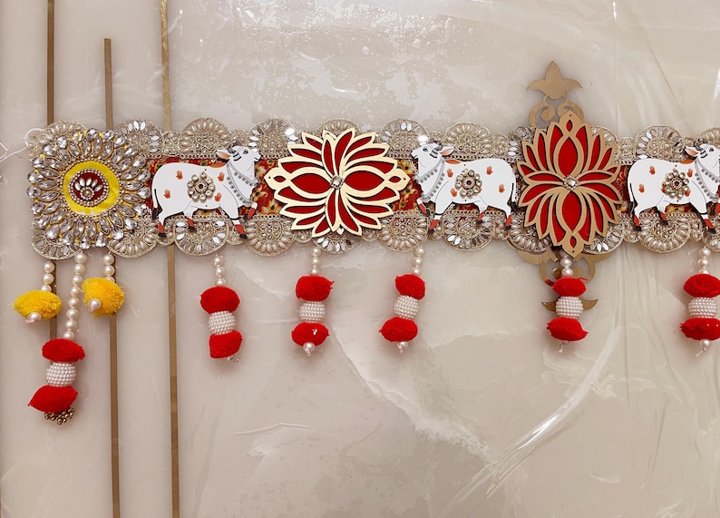 Luxury Indian Toran for Door Entrance | Handmade Lotus & Cow Bandhanwar ...