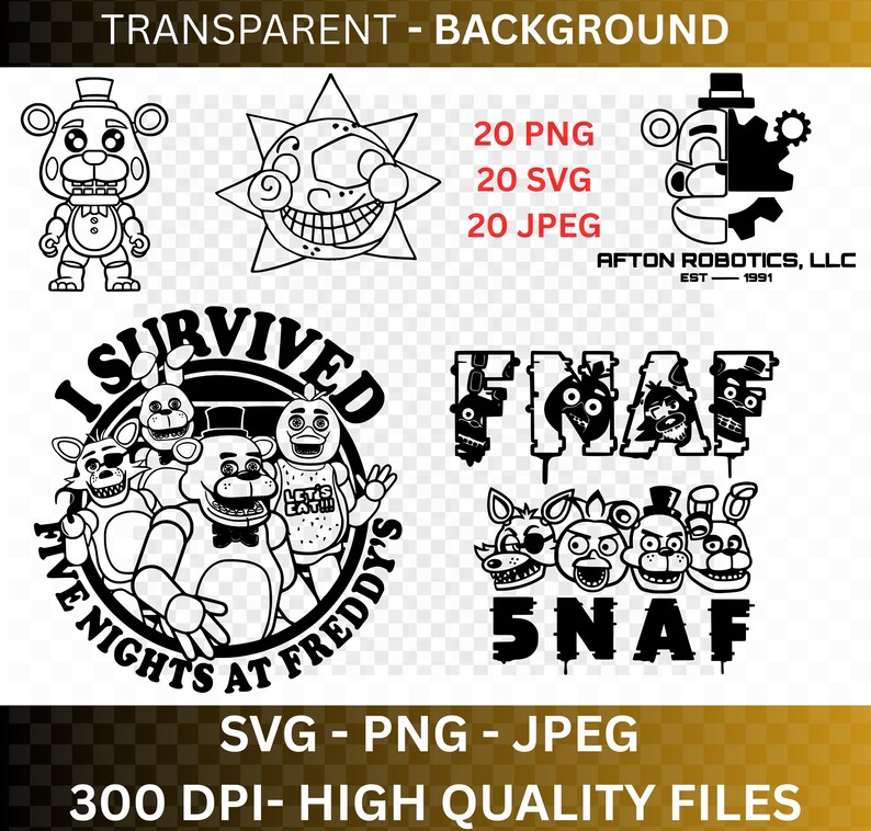 FNAF Characters Vector PNG SVG Designs - Cricut and Silhouette Friendly ...