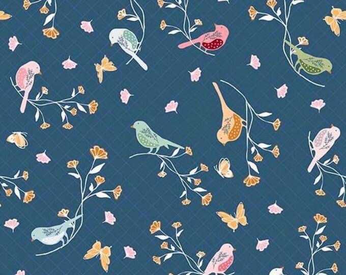 Riley Blake Melody Floral Birds Colonial Blue by Melody Lane Quilting ...