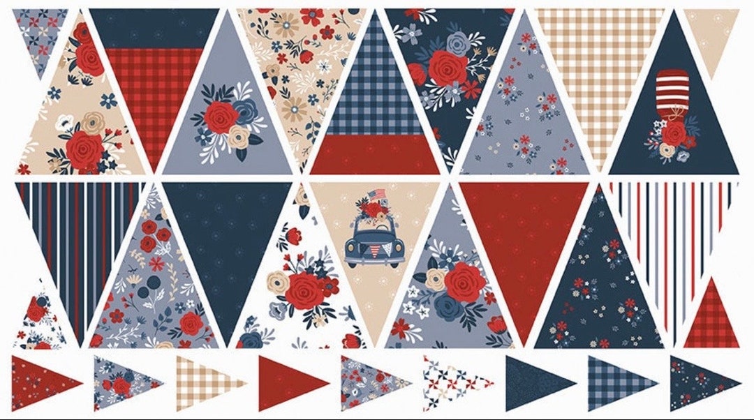 Red White and True Riley Blake Diy Home Decor Americana Panel Bunting Banner - Etsy