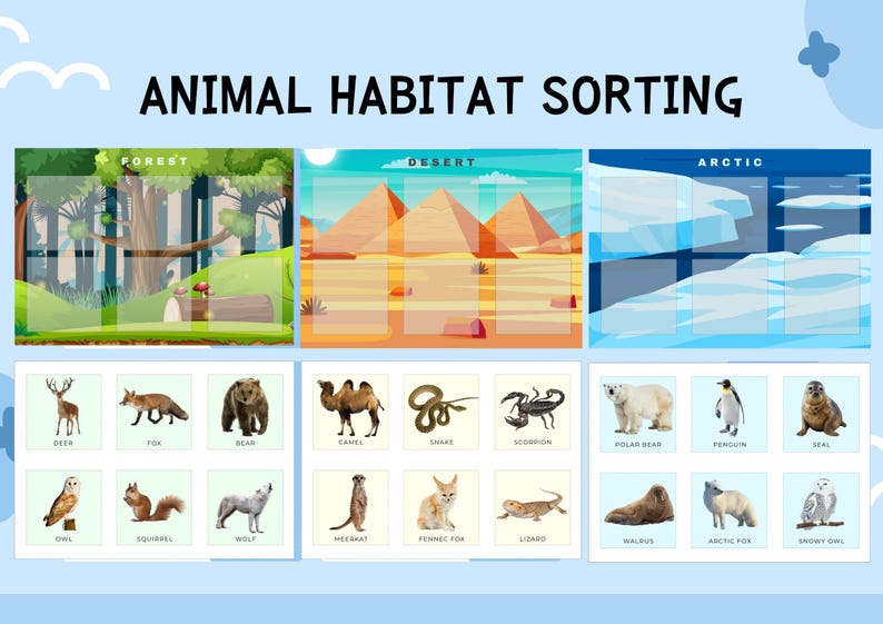 Animal Habitat Sorting Activity | Montessori Classification Printable ...