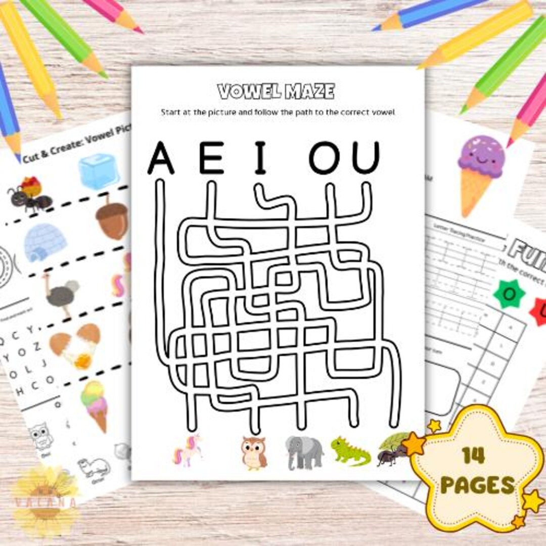 14 Vowel Activity Sheets Preschool Letter Tracing and Formation ...