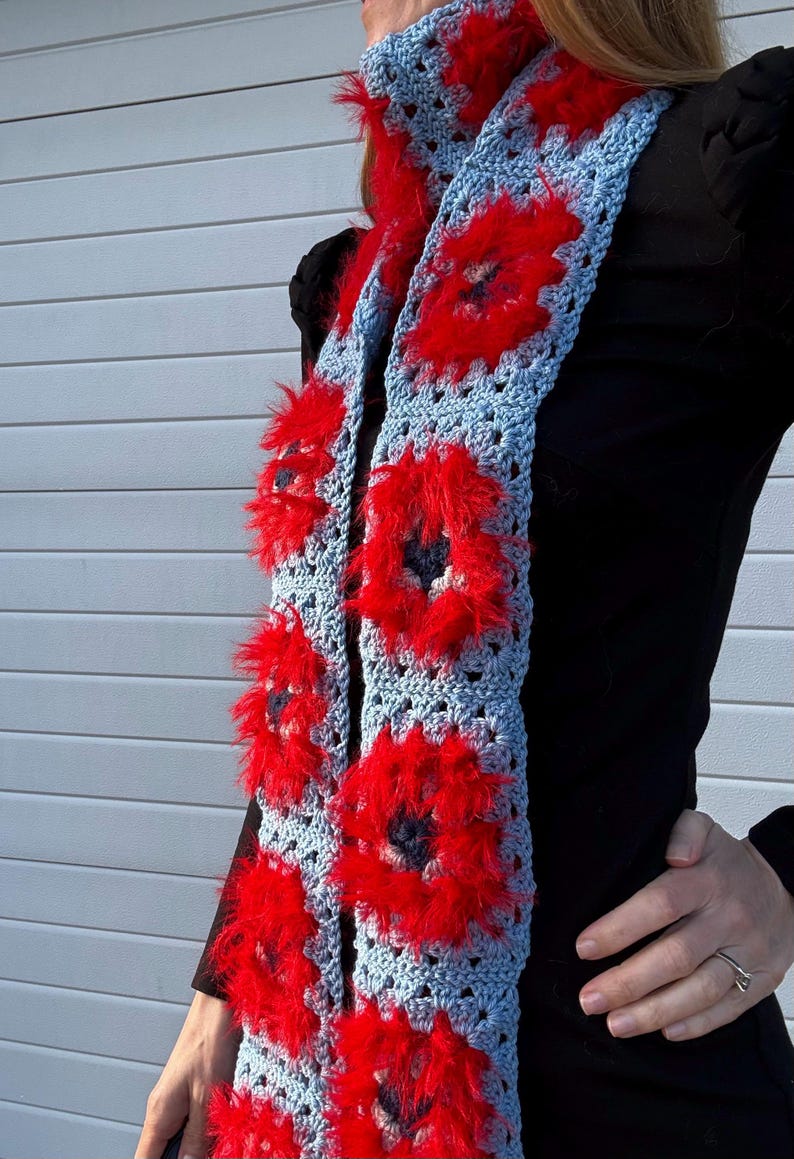 Crochet Granny Square Scarf Pattern PDF / Vintage Retro Patchwork Shawl ...