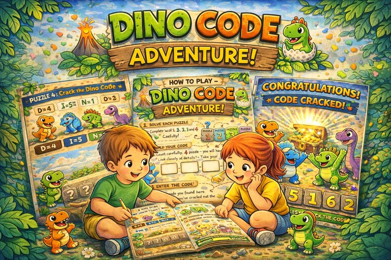 Dinosaur Activity Pack | Kids Puzzles, Maze, Dino Code Game (digital ...