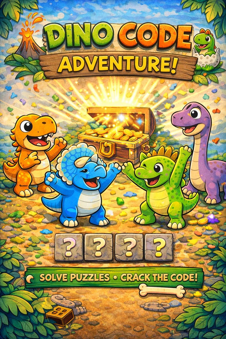 Dinosaur Activity Pack | Kids Puzzles, Maze, Dino Code Game (digital ...