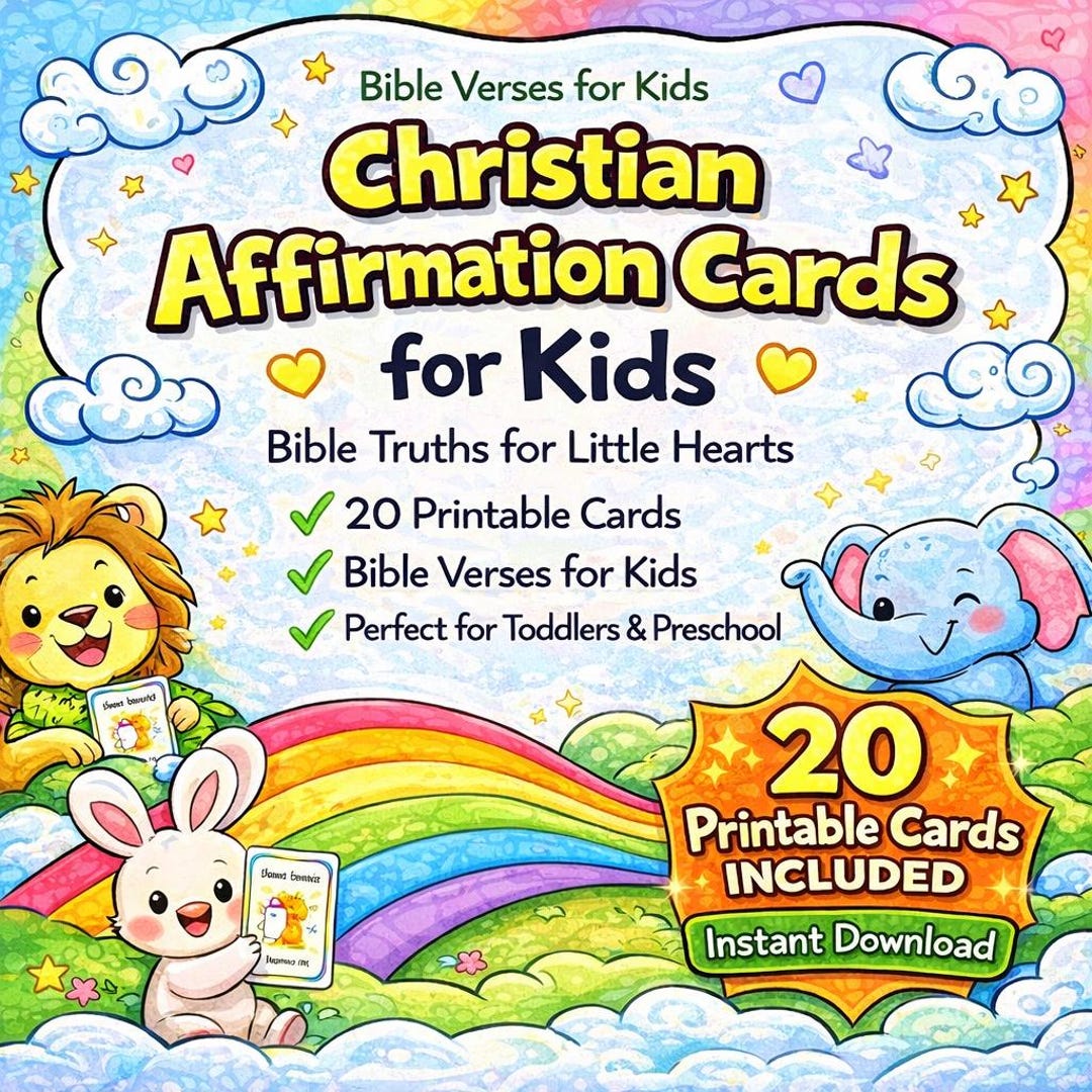 Christian Affirmation Cards for Kids | Bible Verse Toddler Activity ...