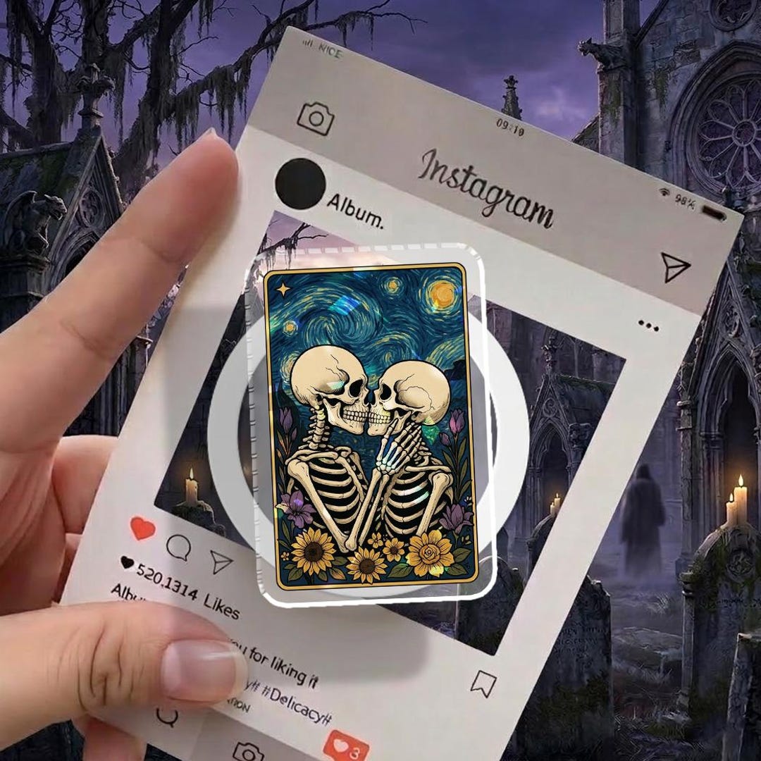 Skeleton Lovers Phone Grip, Gothic Tarot Card Phone Holder, Dark ...