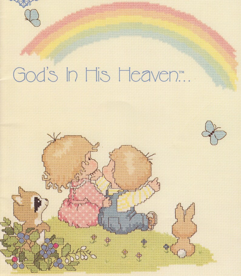 Christian Cross Stitch Pattern – Children, Animals, Rainbow Nursery ...
