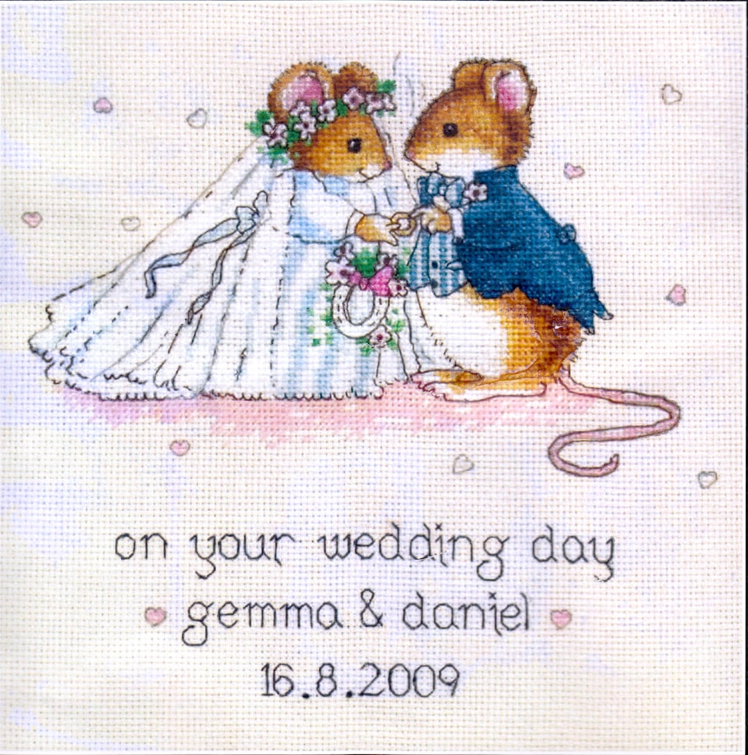 Mouse Wedding Cross Stitch Pattern – Personalized Bride Groom Sampler ...