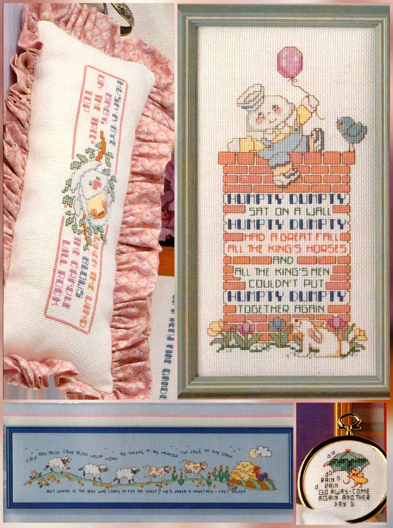 Nursery Rhyme Cross Stitch Patterns Bundle – Humpty Dumpty, Little Boy ...