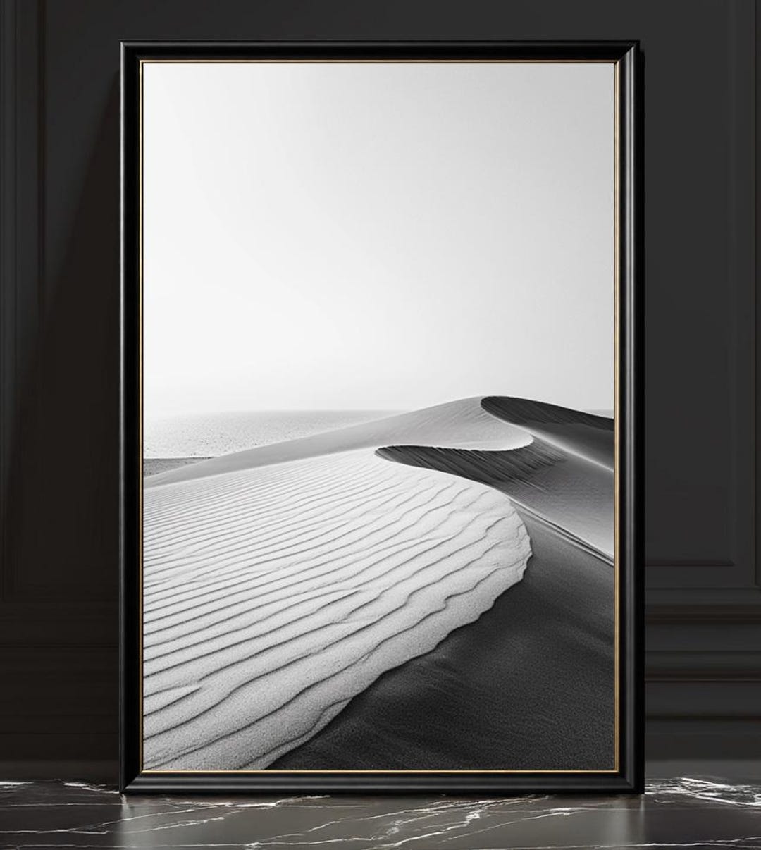 Monochrome Sand Dune Texture Wall Art, Coastal Beach Ripples Seascape ...